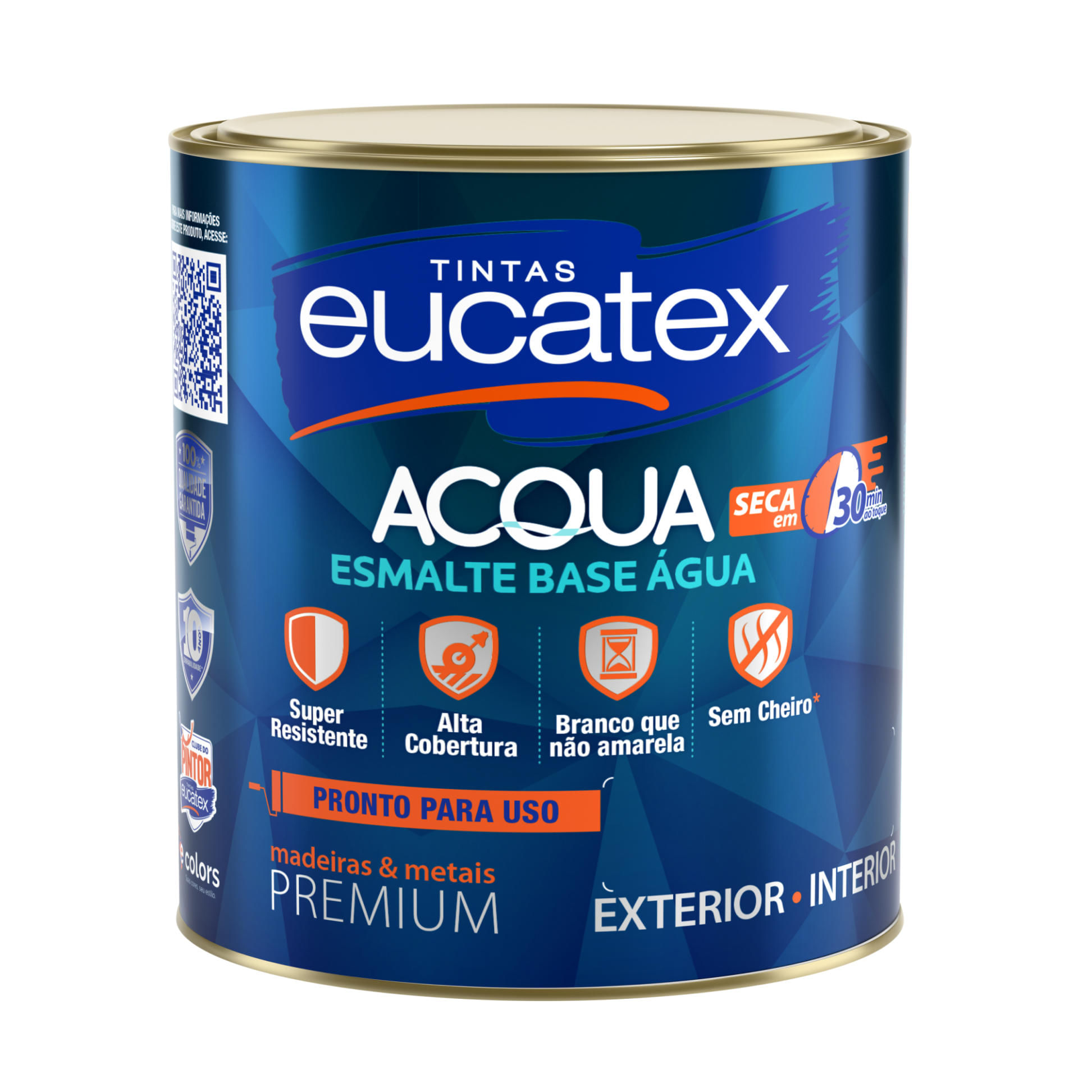 TINTA ESMALTE SINTETICO BRILHANTE BASE AGUA ACQUA GELO 900ML - EUCATEX TINTA ESMALTE SINTETICO BRILHANTE BASE AGUA ACQUA GELO 900ML - EUCATEX